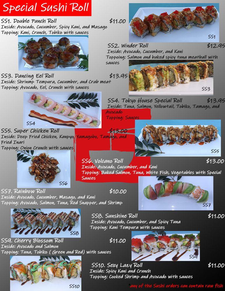 Menu at Tokyo House restaurant, Winder