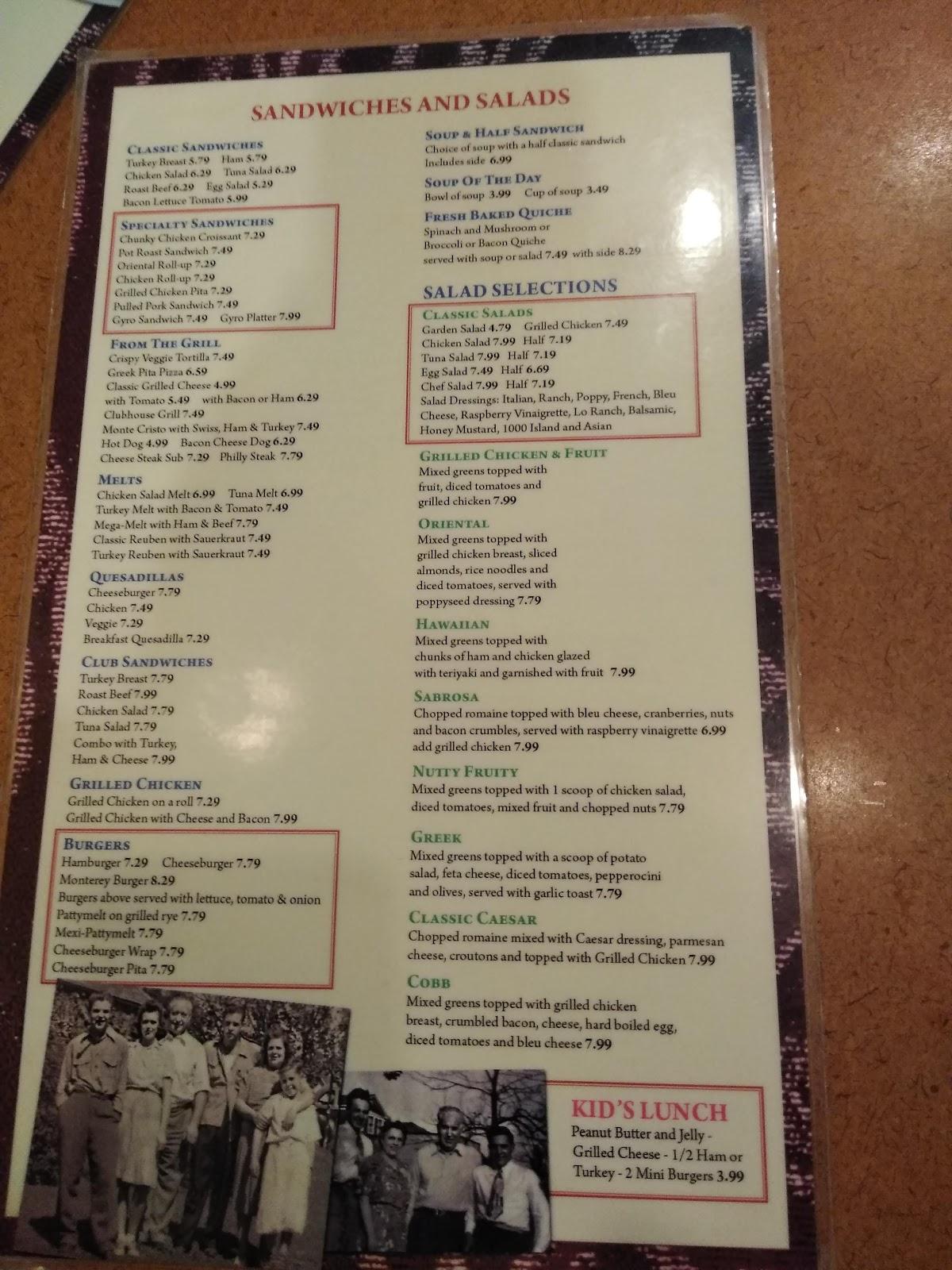 Menu at Club House Restaurant, Seminole