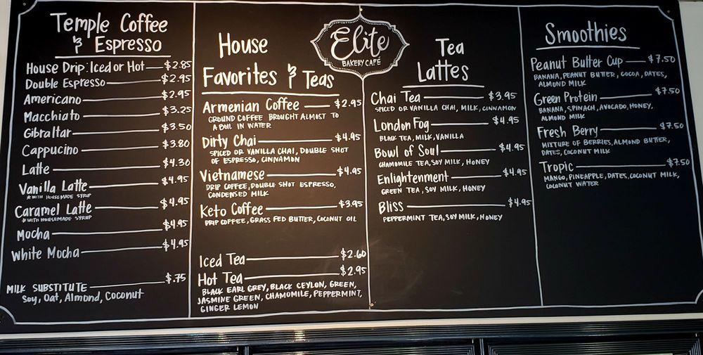 Menu at Elite Bakery Cafe, Carmichael