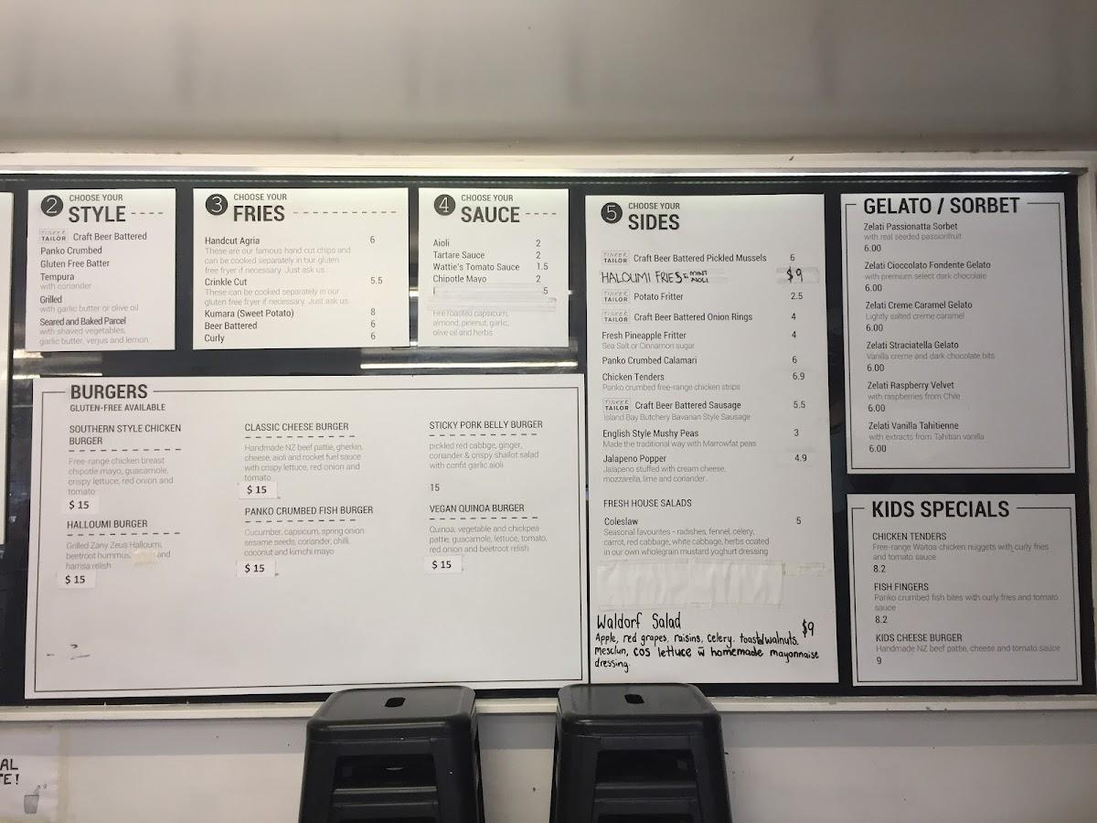 Menu at Mt Vic Chippery restaurant, Wellington