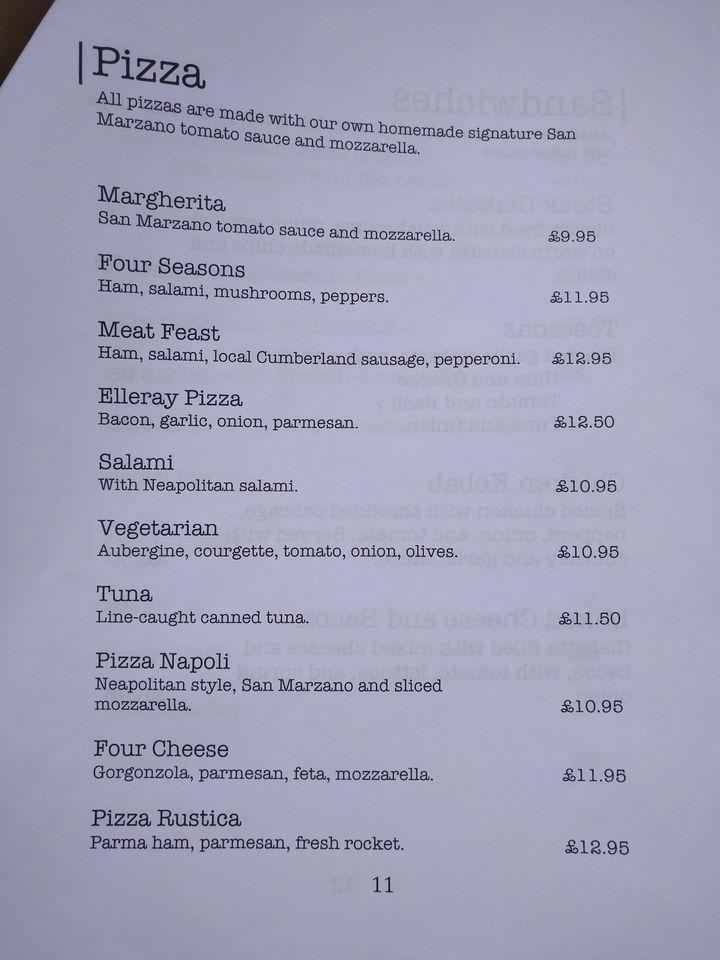 Menu at The Elleray pub & bar, Windermere