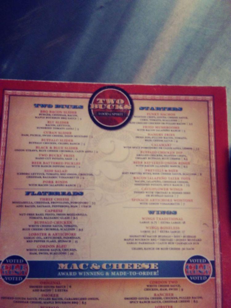 Menu at Two Bucks Eastlake pub & bar, Eastlake, Vine St