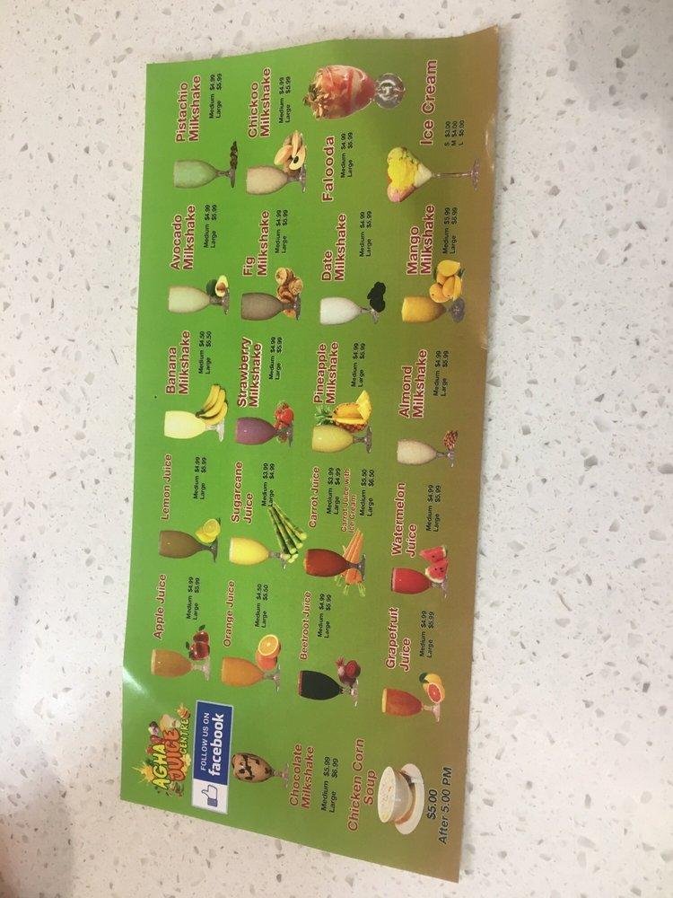 Menu at Agha Juice Centre pub & bar, Dandenong