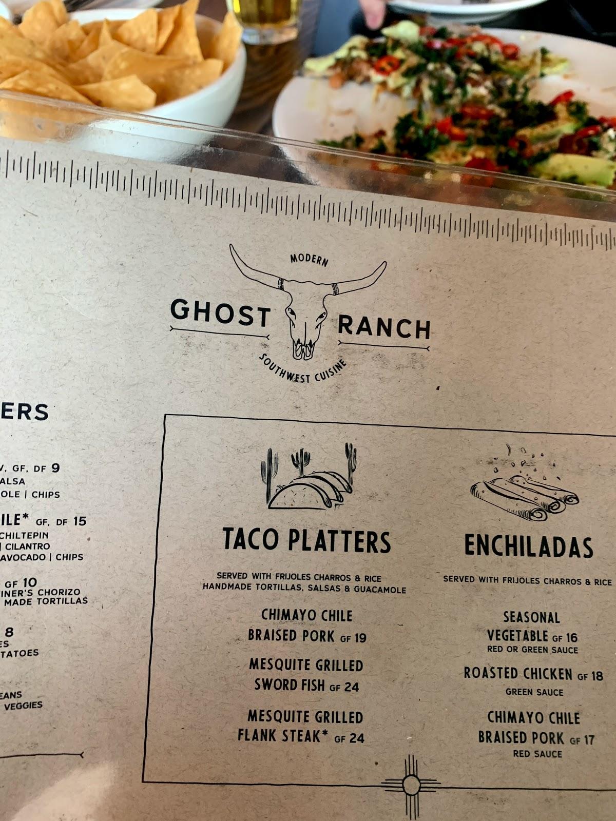 Menu at Ghost Ranch: Modern Southwest Cuisine restaurant, Tempe