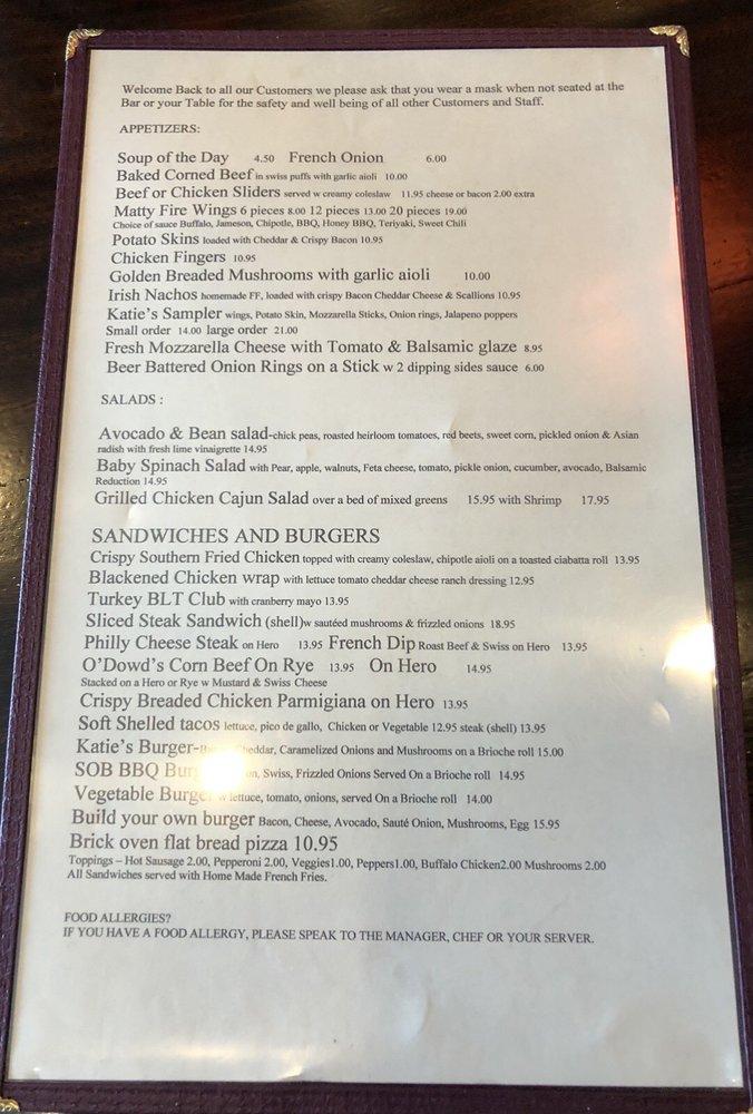 Menu at Katie's Cottage pub & bar, Yonkers