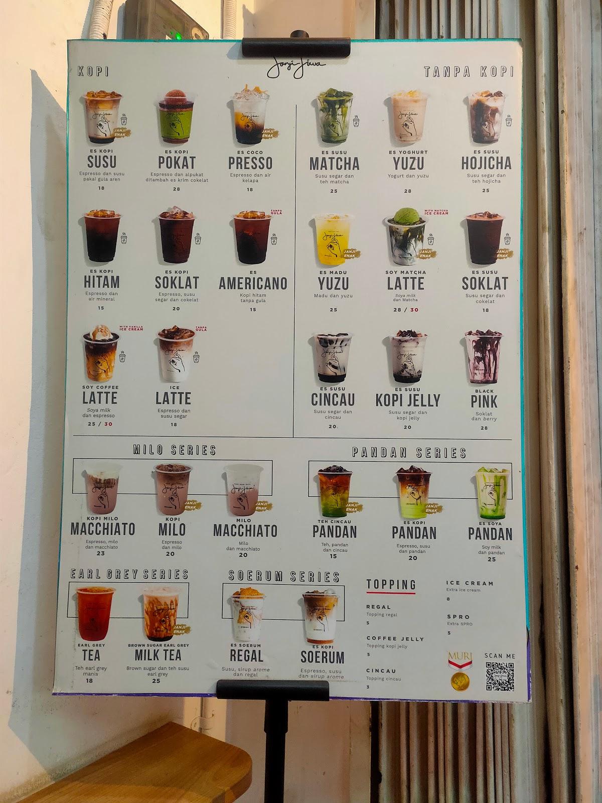 Menu at Kopi Janji Jiwa Cikokol Jilid 503, Tangerang