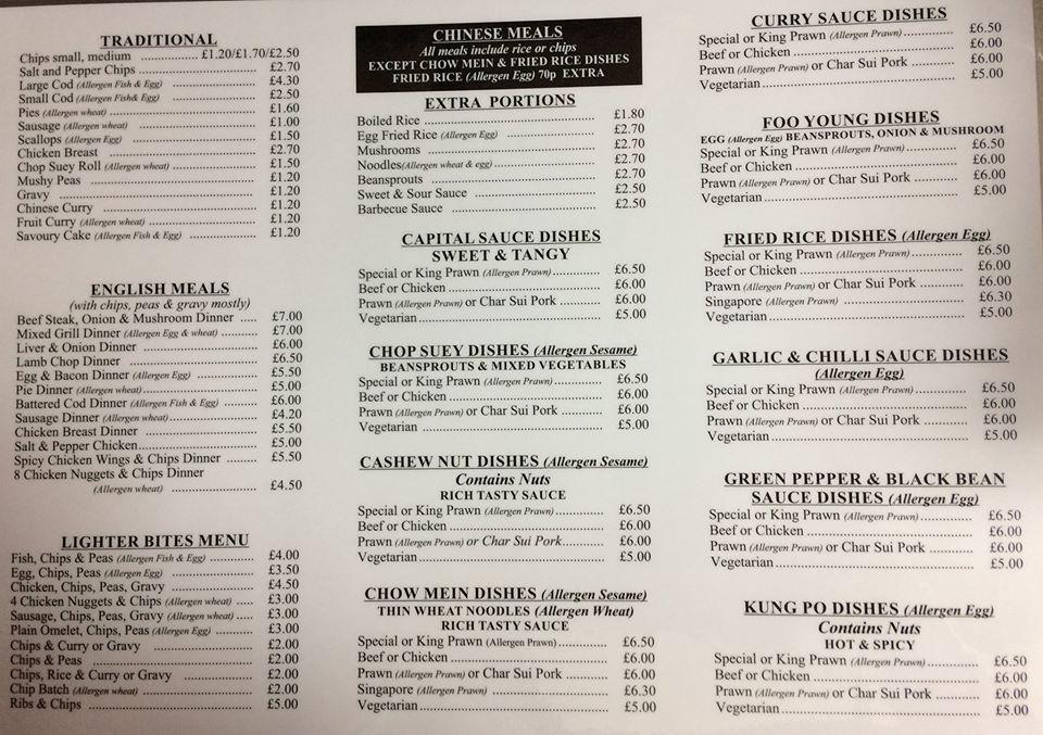 Menu at Billys Fast Food, Birkenhead