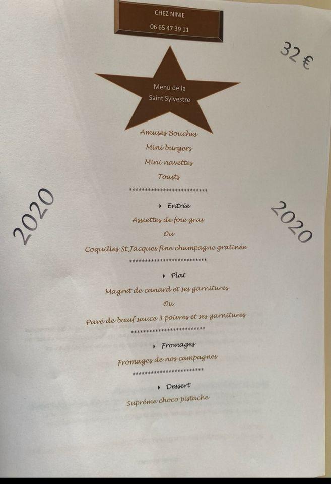 Menu at Chez ninie restaurant, Tilques