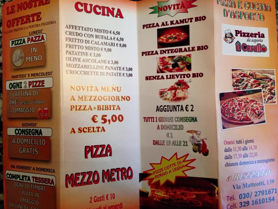 Menu da Pizzeria il Corallo, Rezzato