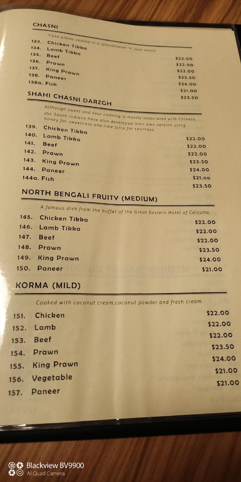 Menu at Punjab Indian Tandori Restaurant, Timaru