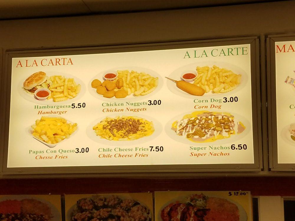 Menu at Taco Mex restaurant, Rio Rancho