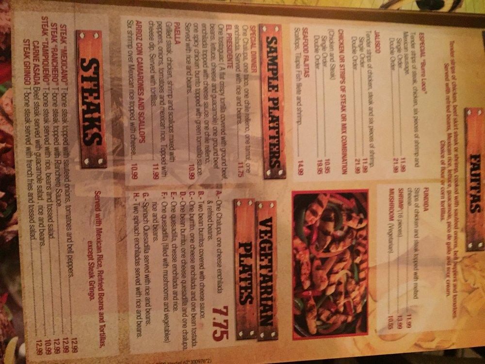 Menu at Burro Loco desserts, Anderson
