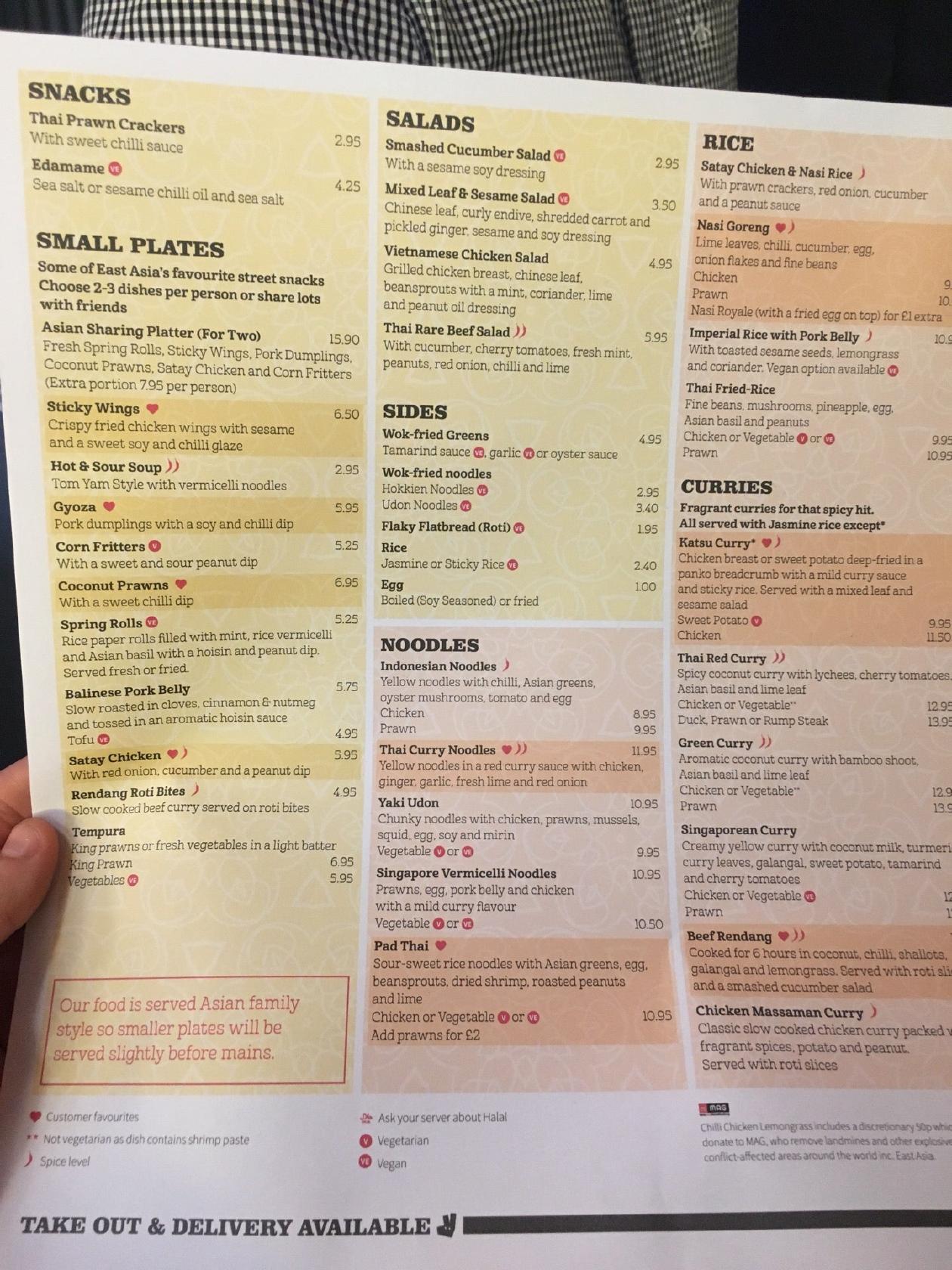 Menu at East Street by Tampopo Fitzrovia restaurant, London