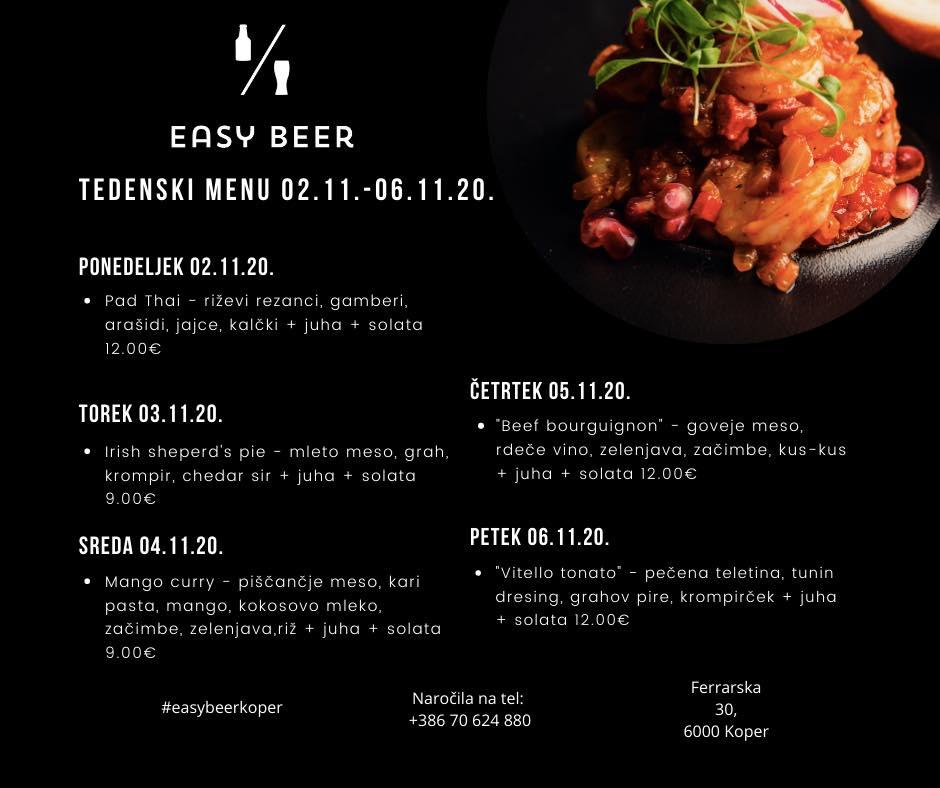 Menu at Easy Beer Koper restaurant, Koper