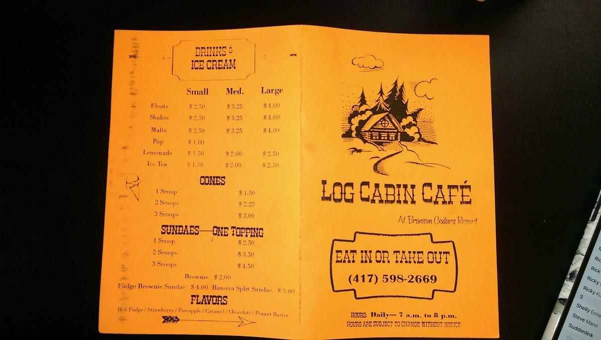 Menu at Log Cabin Cafe, Ridgedale, Ridgedale Rd