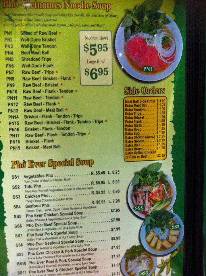 Menu at Pho Ever & Wok restaurant, Puyallup, Canyon Rd E Ste 47