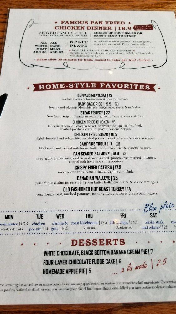 Menu at Castle Cafe, Castle Rock