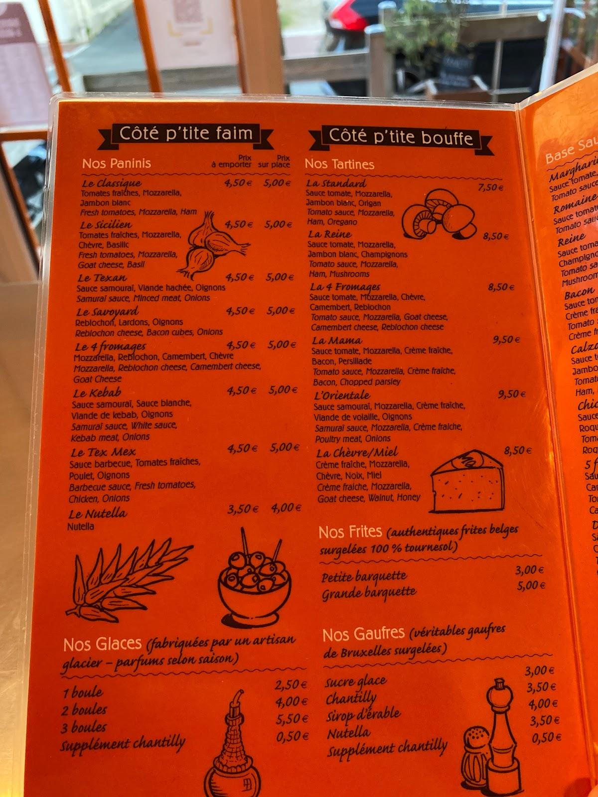 Menu at La Mama fast food, Saint-Aubin-sur-Mer