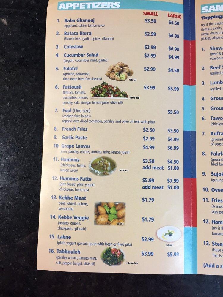 Menu at Taste Of Lebanon desserts, West Springfield, 553 Main St