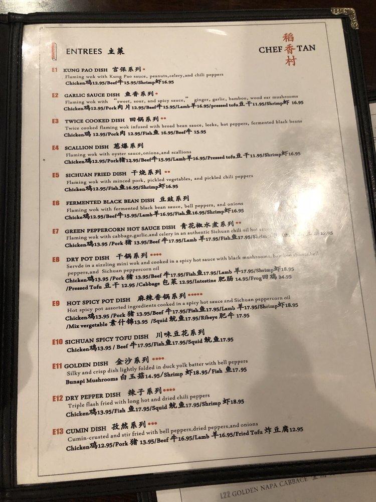 Menu at Chef Tan restaurant, Newark