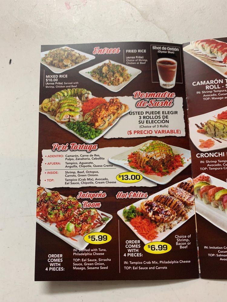 Menu at El Peri Sushi restaurant, Paramount