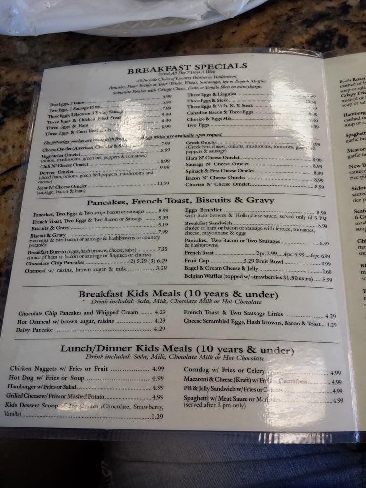 Menu at Golden Ox Family Diner restaurant, Lodi