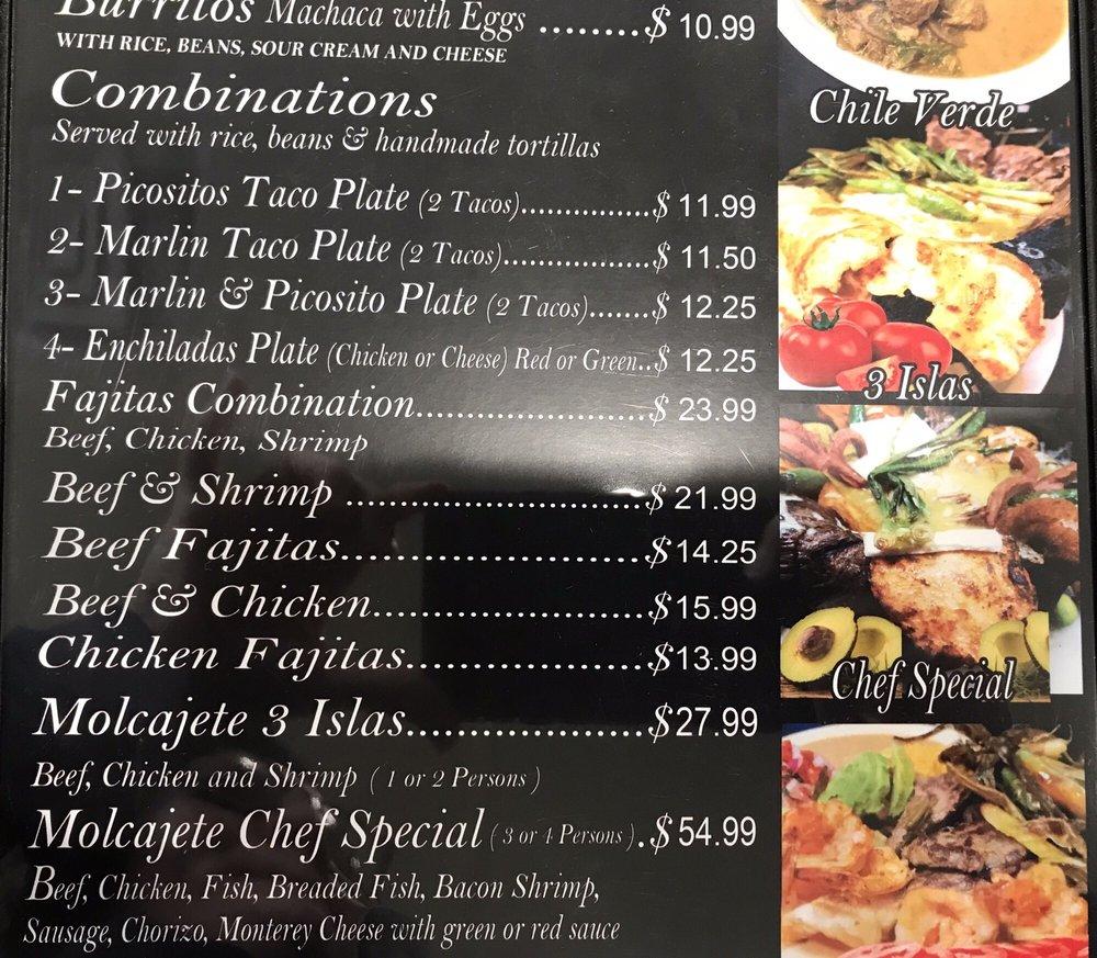 Menu at Mariscos Del Pacifico restaurant, Riverside