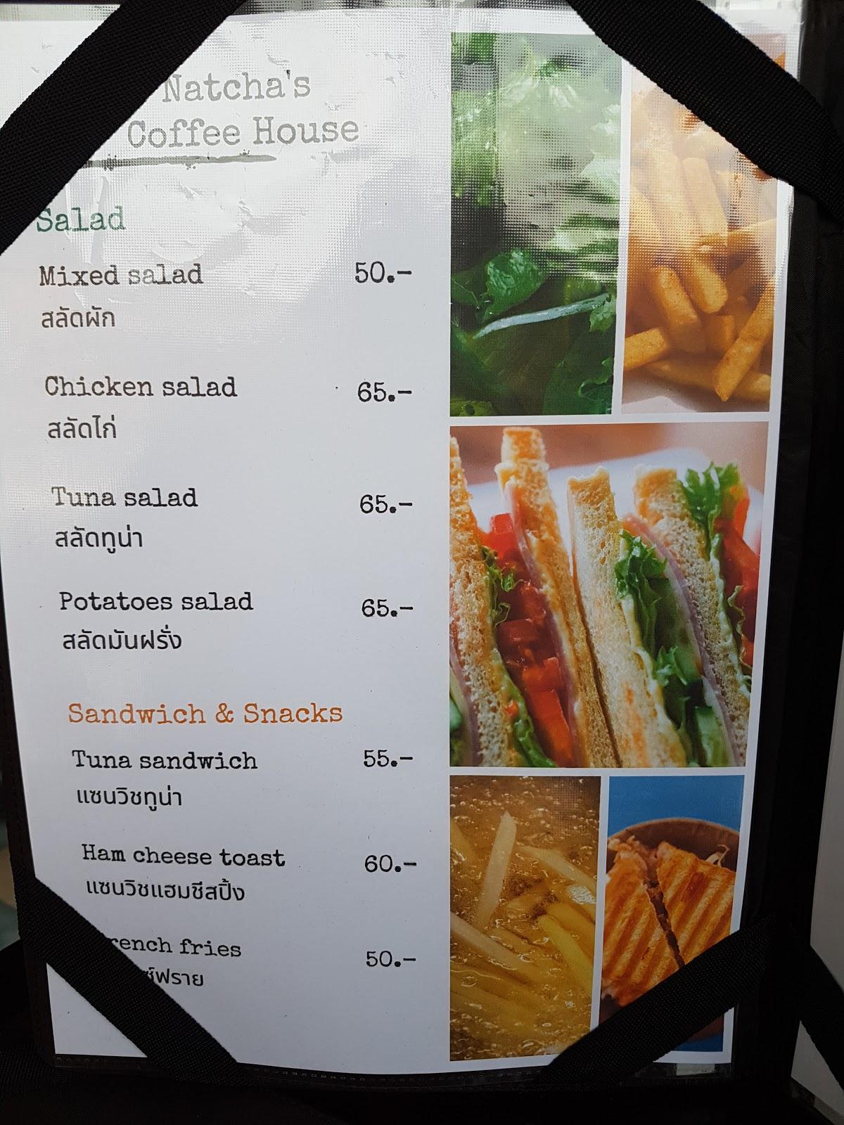 Menu at Natcha's Coffee house & Rent A Bike, Takhian Tia