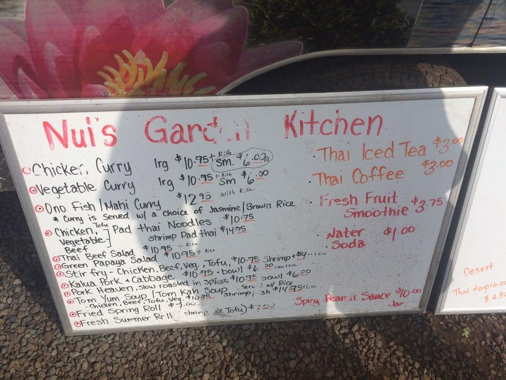 Menu at Nui's Garden Kitchen restaurant, Kula, L. Kula Rd./Pulehunui Rd ...