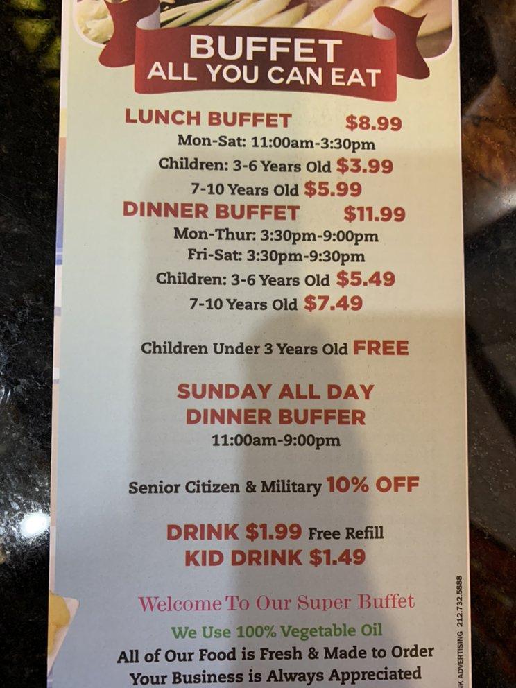 Menu at Ocean Buffet restaurant, Saint Robert