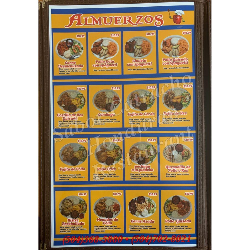 Menu at Sabor Catracho restaurant, Terrytown