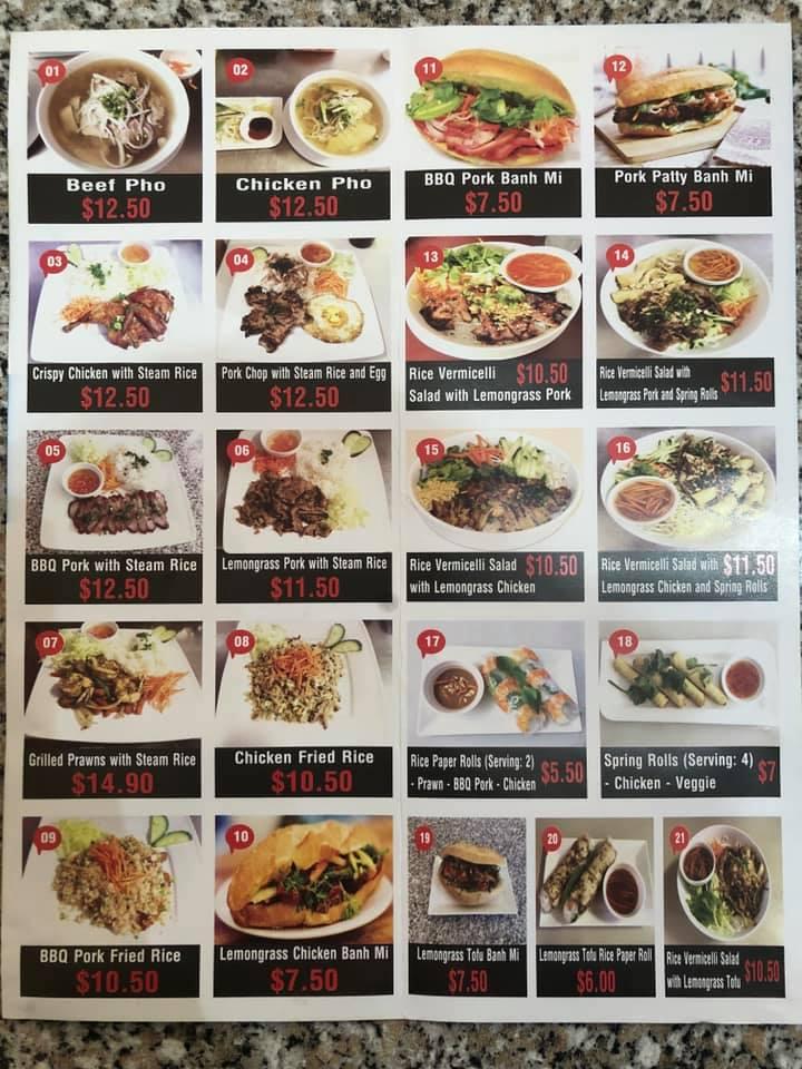 Menu at Urban Saigon restaurant, Salisbury