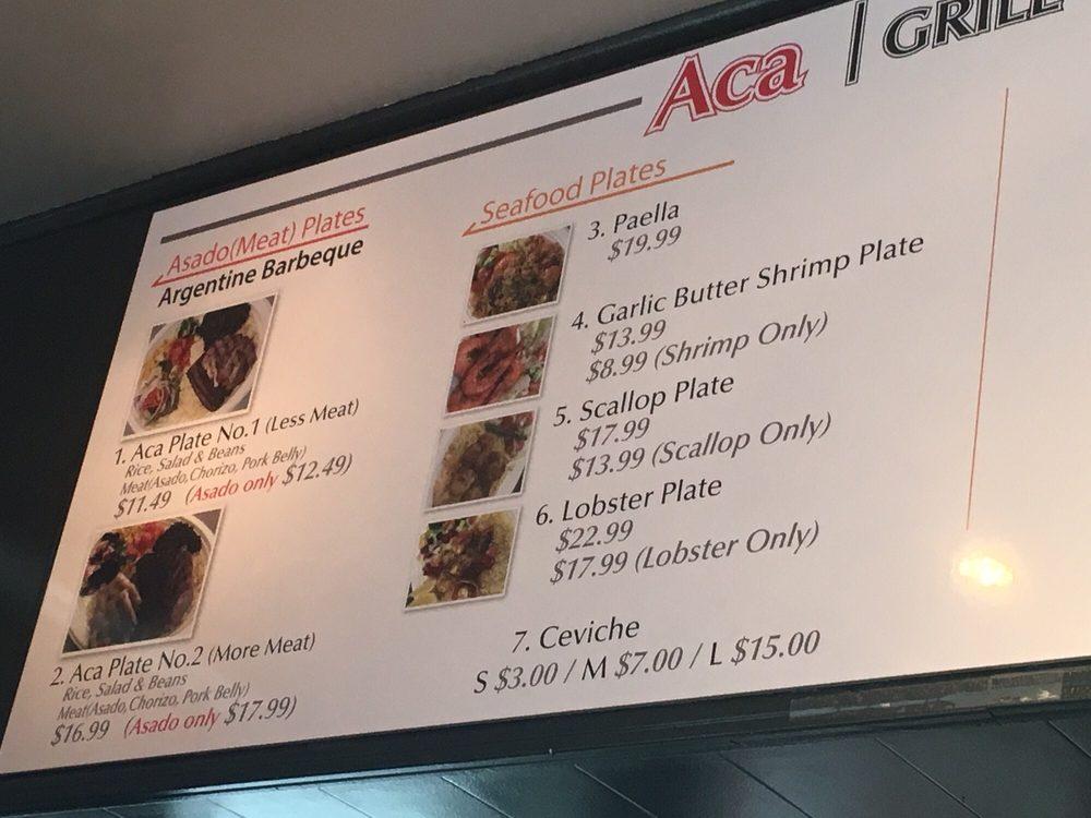 Menu at Aca Grill BBQ, Los Angeles, W 8th St