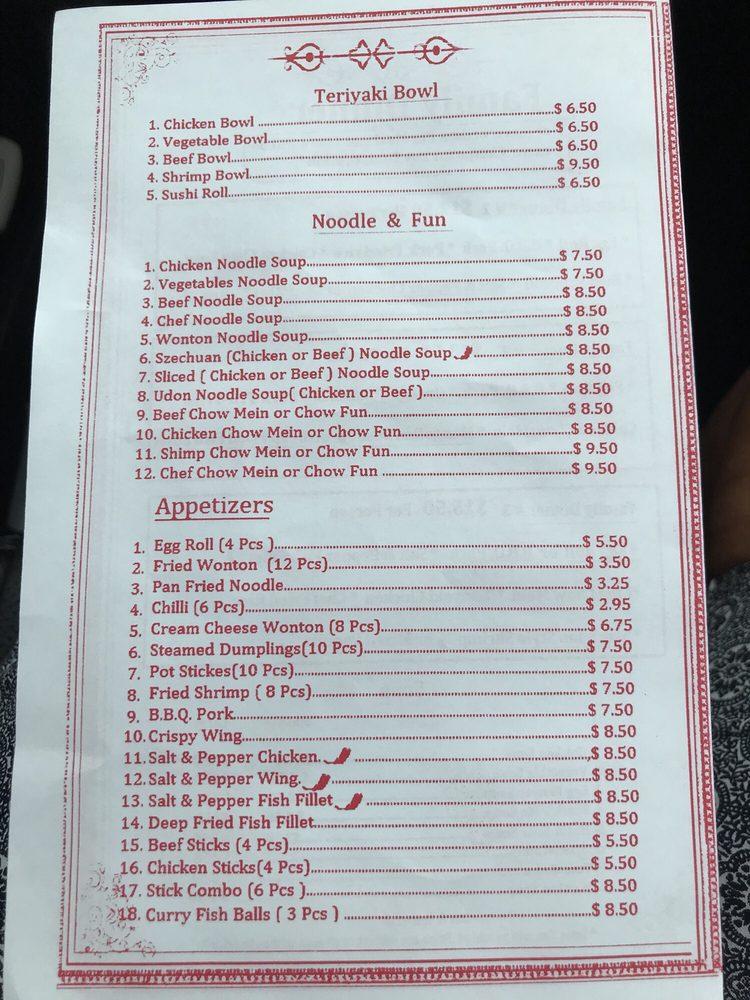 Menu at Chef Lee's Food Express fast food, El Centro
