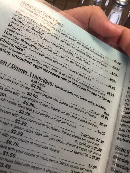 Menu at El Rey Family Market restaurant, Milwaukee, W Oklahoma Ave