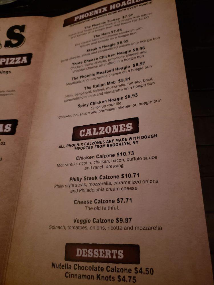 Menu at The Phoenix Bar, Jacksonville