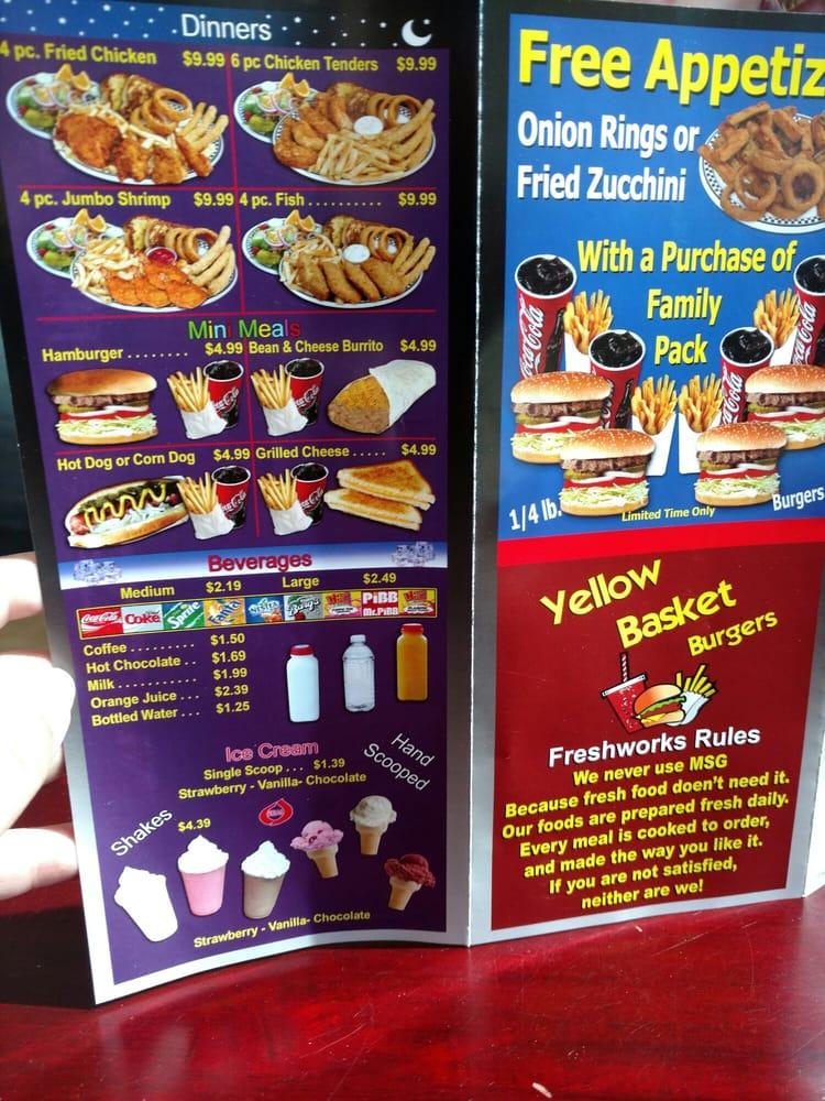 Menu at Yellow Basket Burgers fast food, Victorville