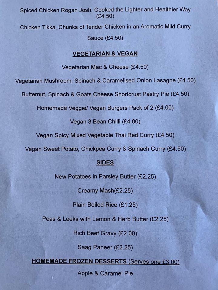 Menu at Aquavita Catering Ltd restaurant, Louth, Kenwick Park Golf Club