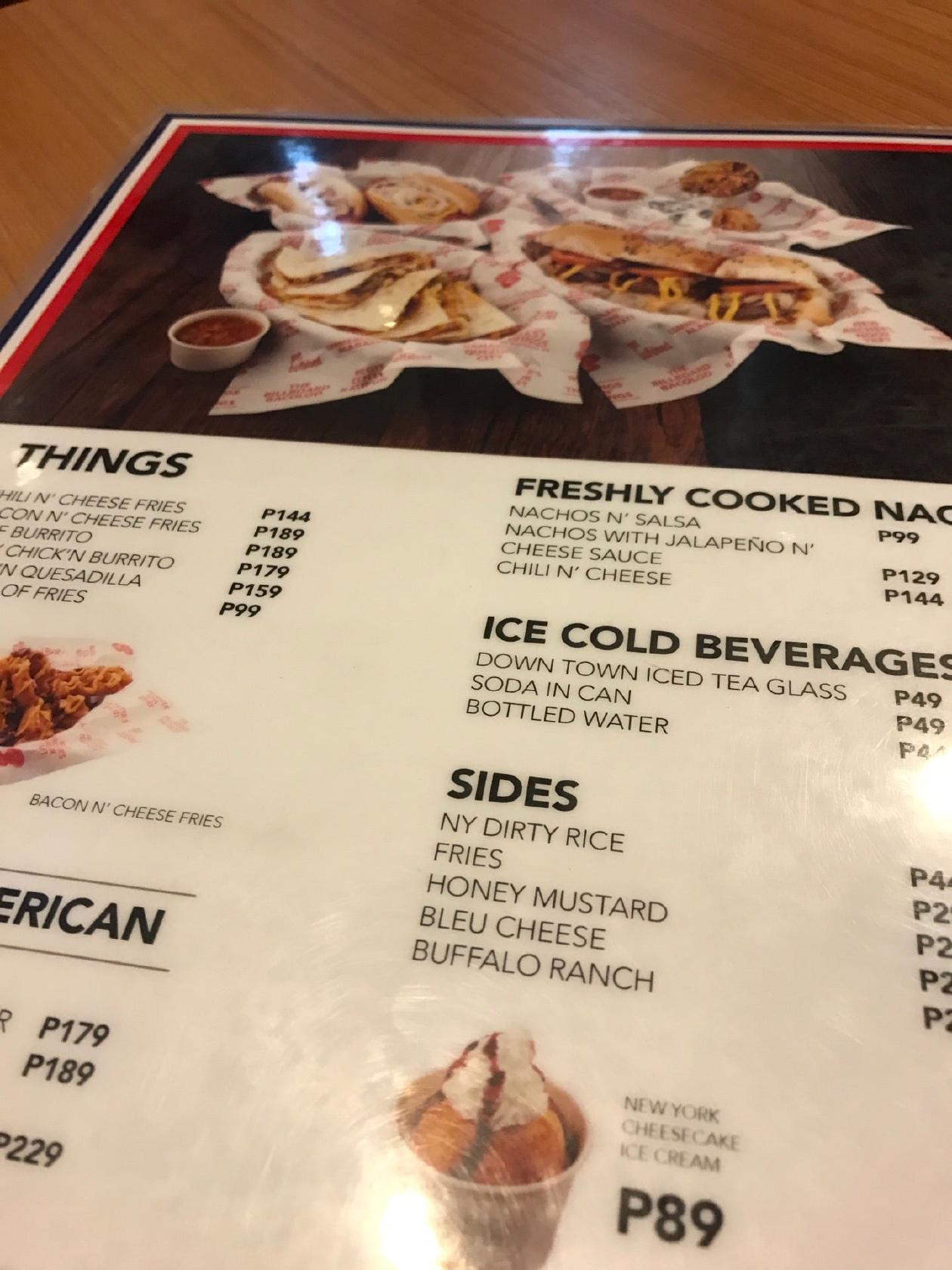 Menu at Buffalo’s Wings N' Things restaurant, Quezon City, M24G+MRC