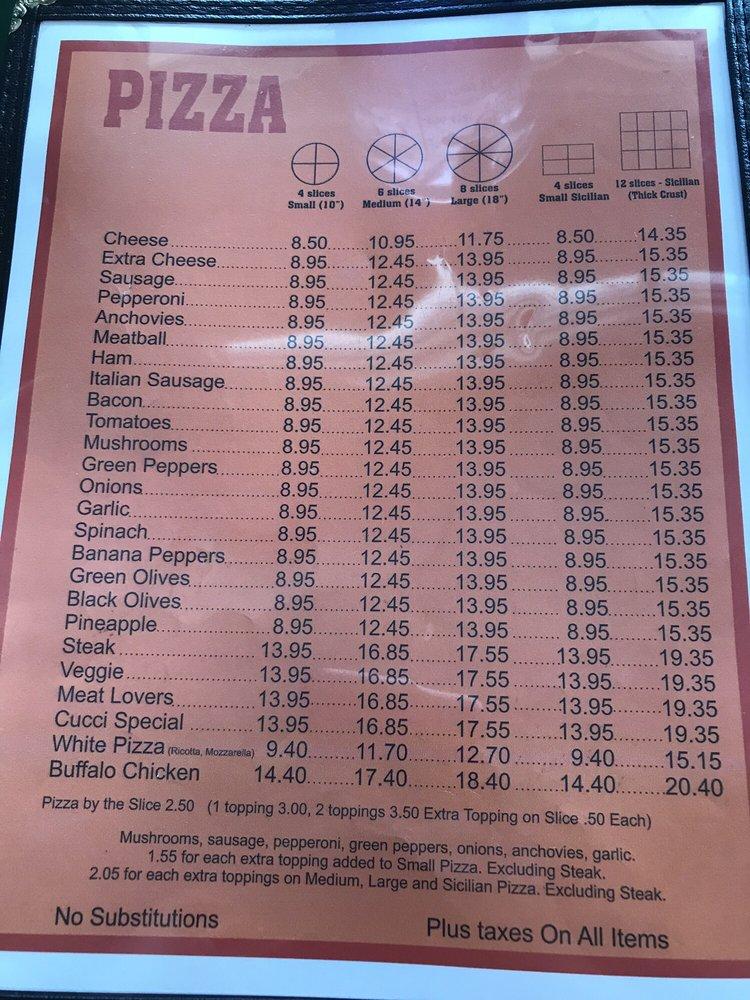 Menu at Cucci's At the Varsity pub & bar, Hot Springs