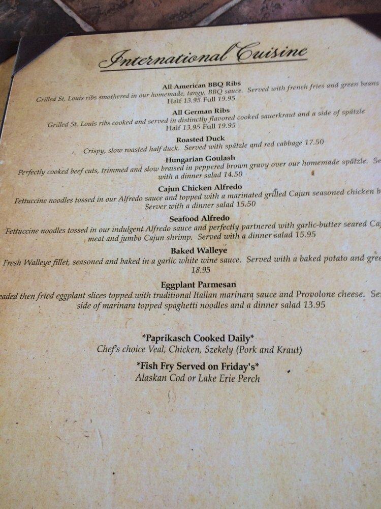 Menu at Das Schnitzel Haus restaurant, Parma