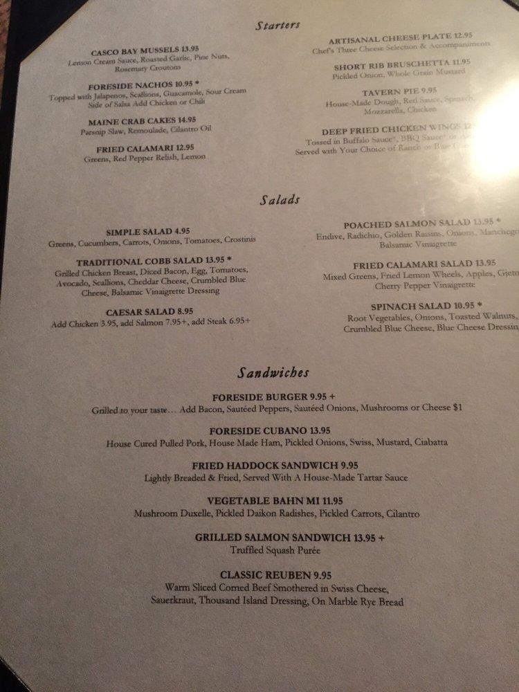 Menu at Foreside Tavern & Side Bar, Falmouth