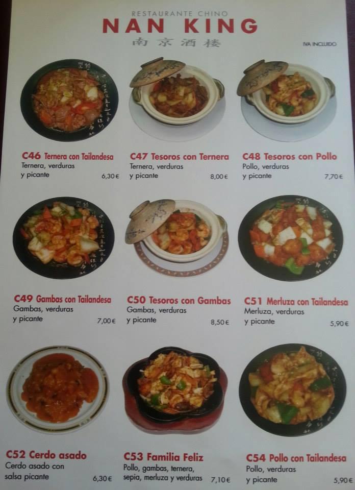 Carta de Restaurante Nan King, Alicante, Calle Deportista Navarro Olcina