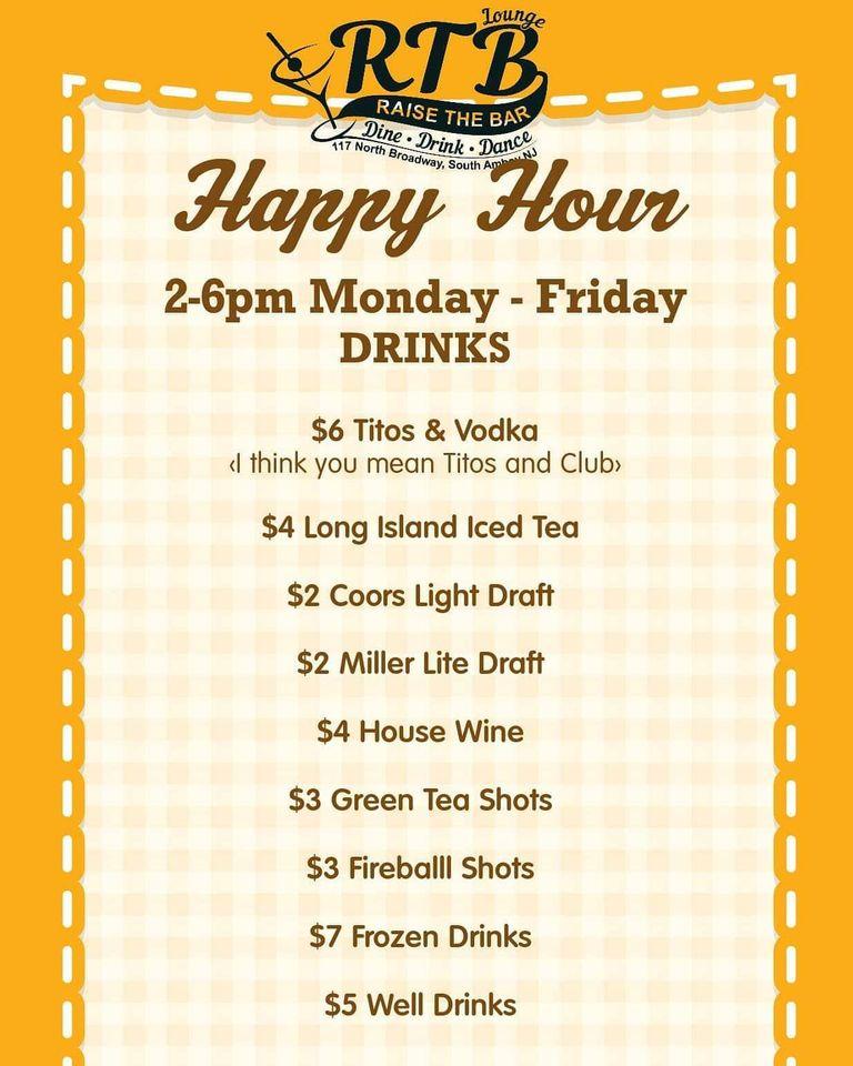 Menu at Raise The Bar Lounge, South Amboy