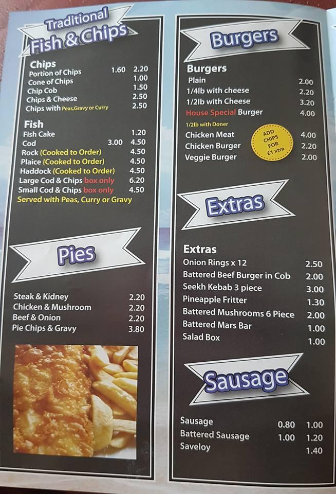Menu at Rock 'n' Cod Plaice restaurant, Sutton-in-Ashfield