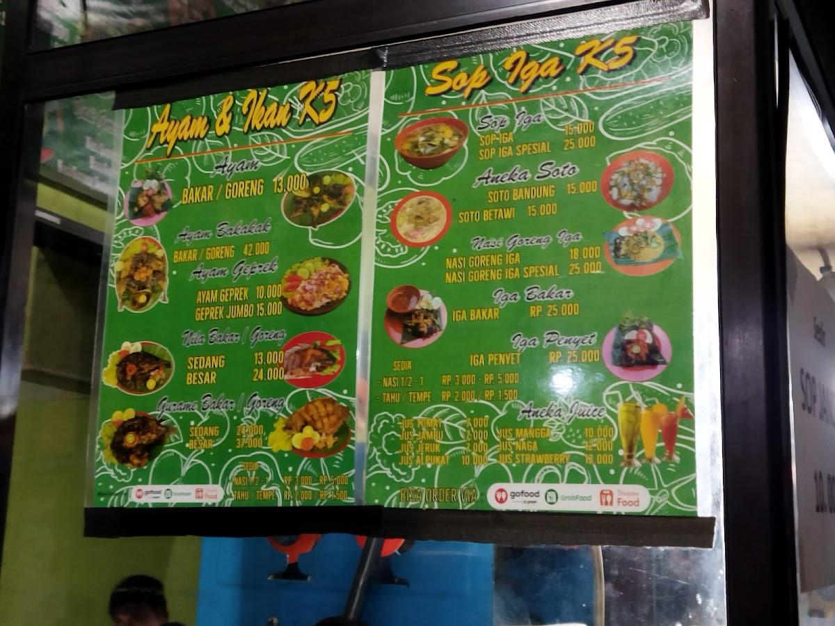 Carta del restaurante SOP IGA K5, Bandung