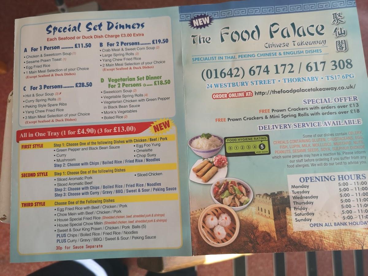 Menu at The Food Palace restaurant, Stockton-on-Tees