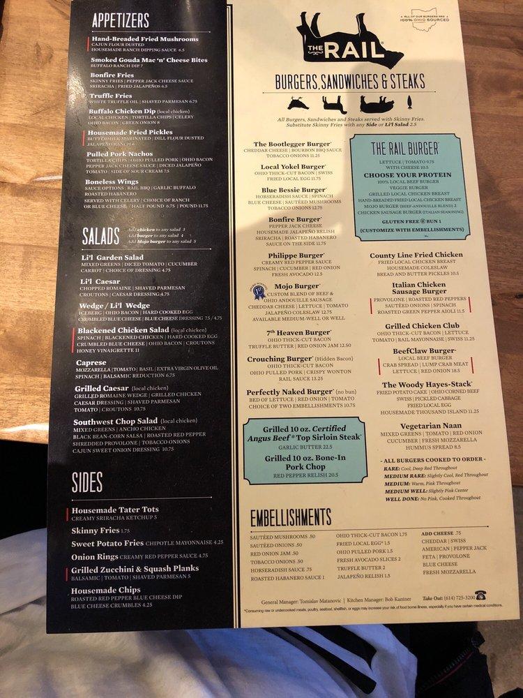 Menu at The Rail - Dublin pub & bar, Dublin