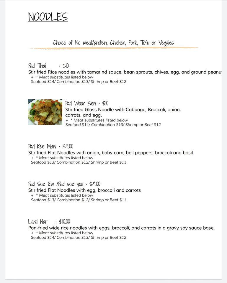 Menu at Chang Thai restaurant, Sherwood