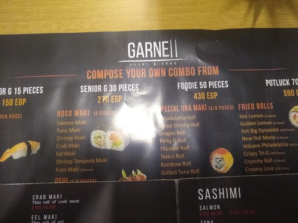 Menu at Garnell Sushi & Poke restaurant, New Cairo City, Cloud 9 Mall